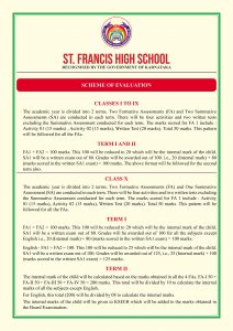 Scheme of Evaluation | St.francis High School